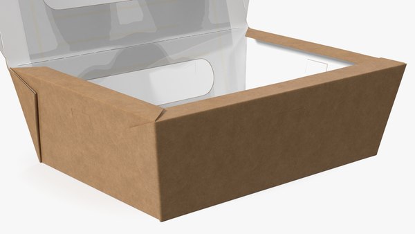 Opened Kraft Food Box with Window Small 3D model - TurboSquid 1807898