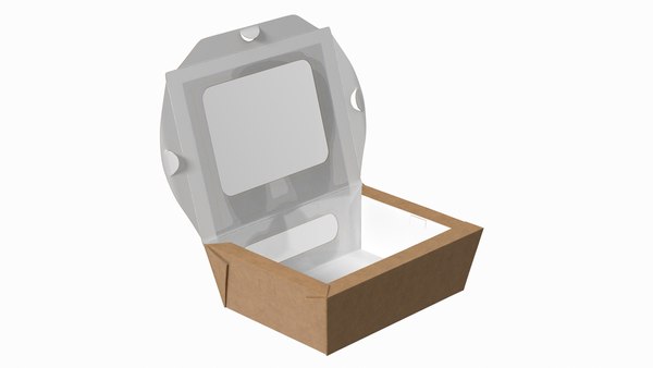 Opened Kraft Food Box with Window Small 3D model - TurboSquid 1807898