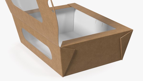 Opened Kraft Food Box with Window Small 3D model - TurboSquid 1807898