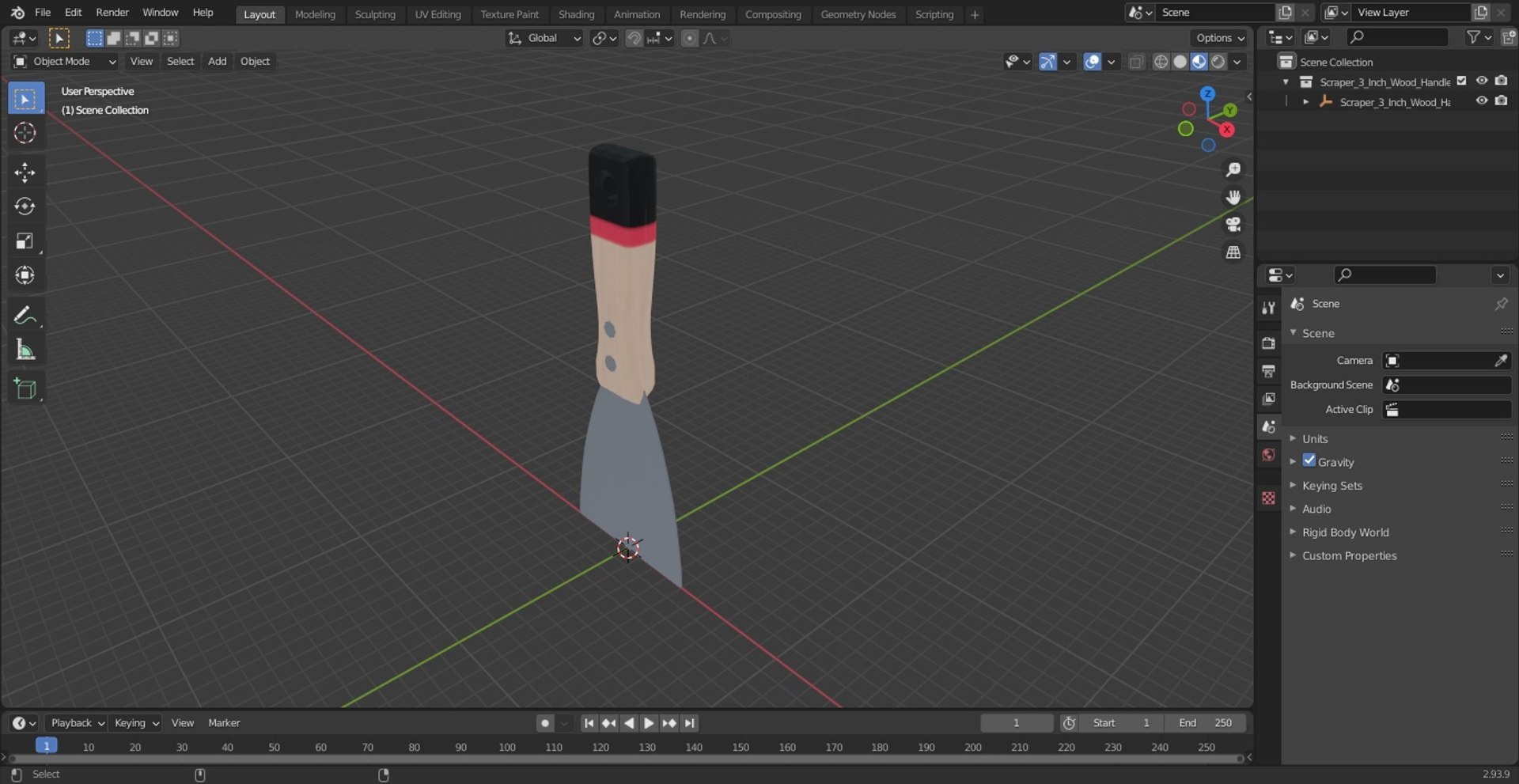 3D model Scraper 3 Inch Wood Handle - TurboSquid 1943452