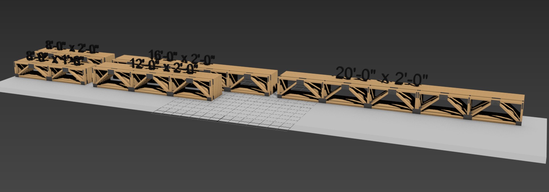 3D Model Wooden Trusses Warren Style - TurboSquid 1413338
