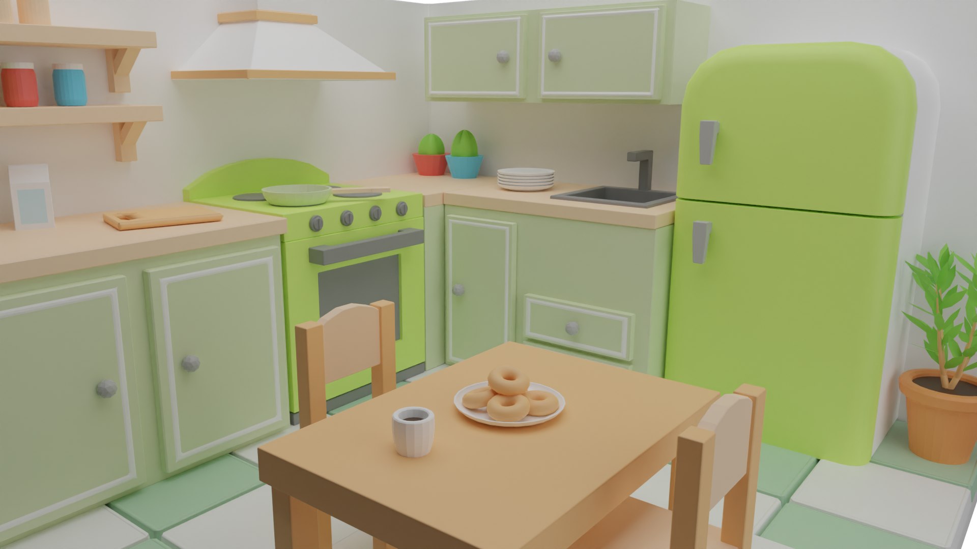 Free 3D Low Poly Kitchen - TurboSquid 1922088