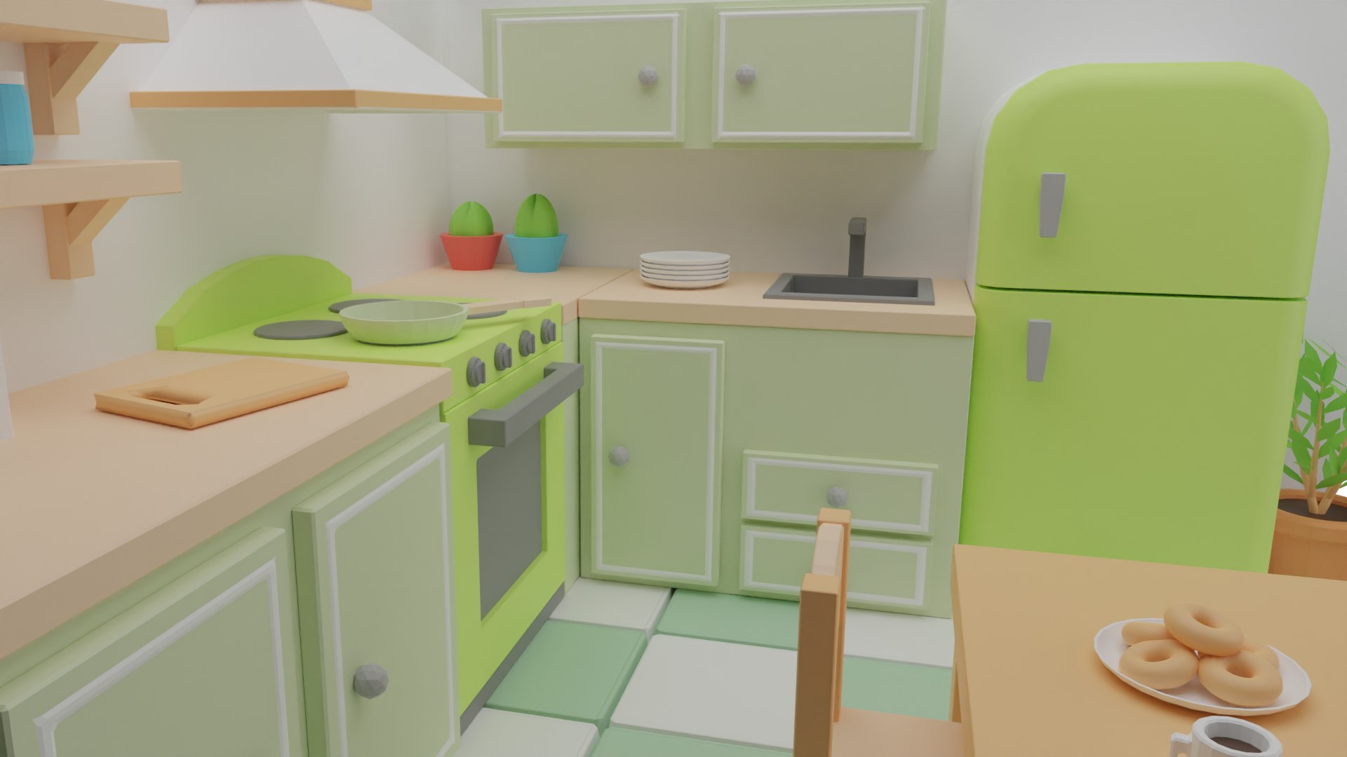 Free 3D Low Poly Kitchen - TurboSquid 1922088