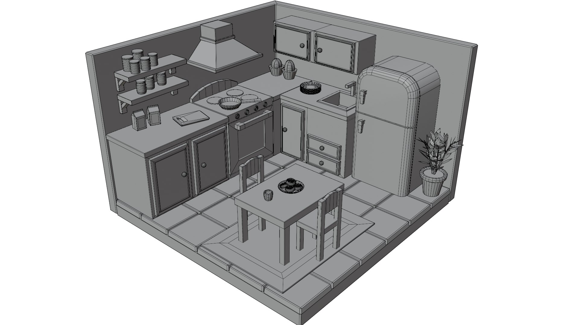 Free 3D Low Poly Kitchen - TurboSquid 1922088