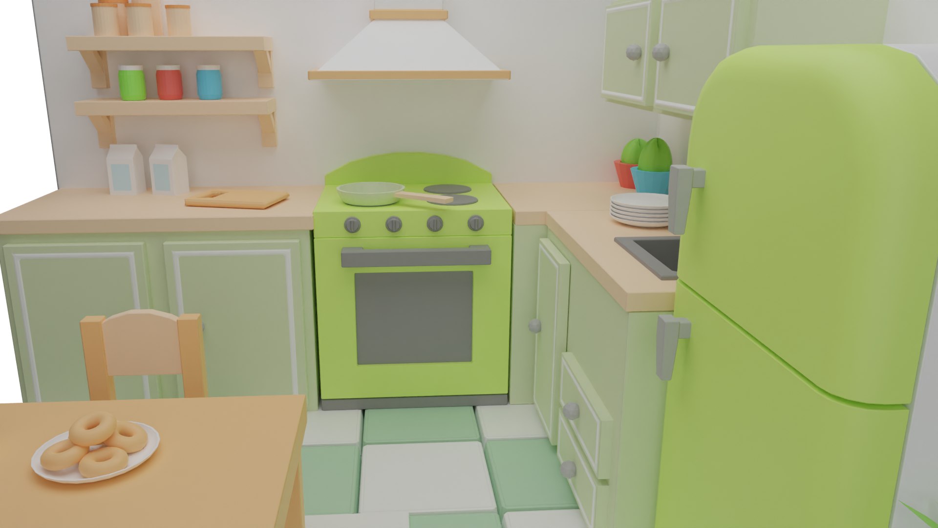 Free 3D Low Poly Kitchen - TurboSquid 1922088