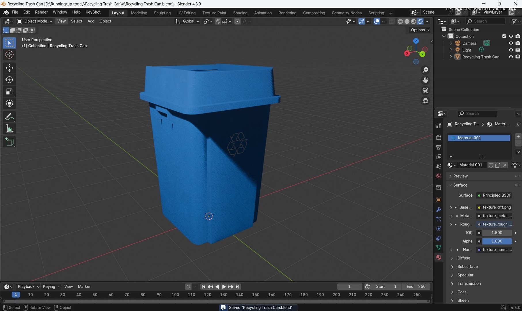 3D Recycling Trash Bin Model - TurboSquid 2327098