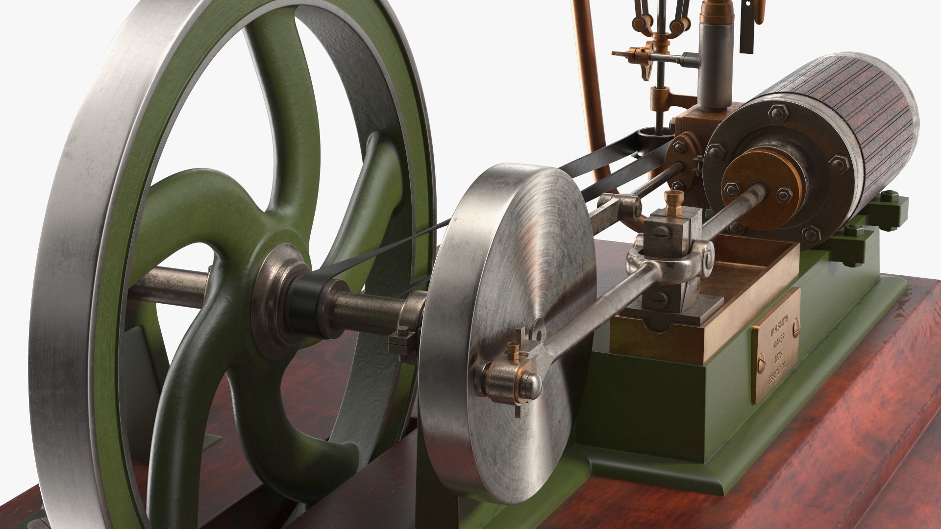 3D Classic Steam Engine Red Wood Base Rigged Model - TurboSquid 2390088