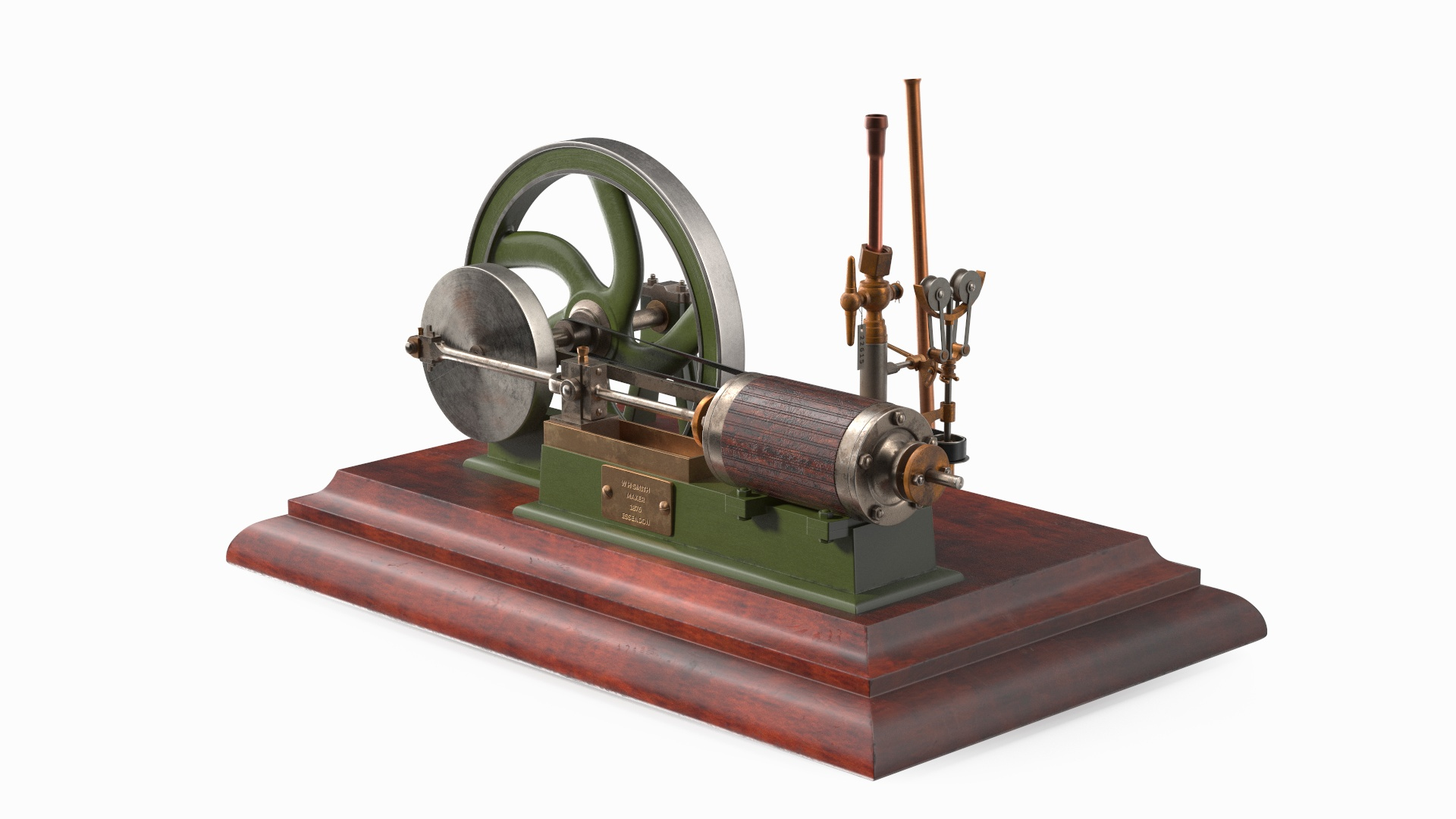 3D Classic Steam Engine Red Wood Base Rigged Model - TurboSquid 2390088