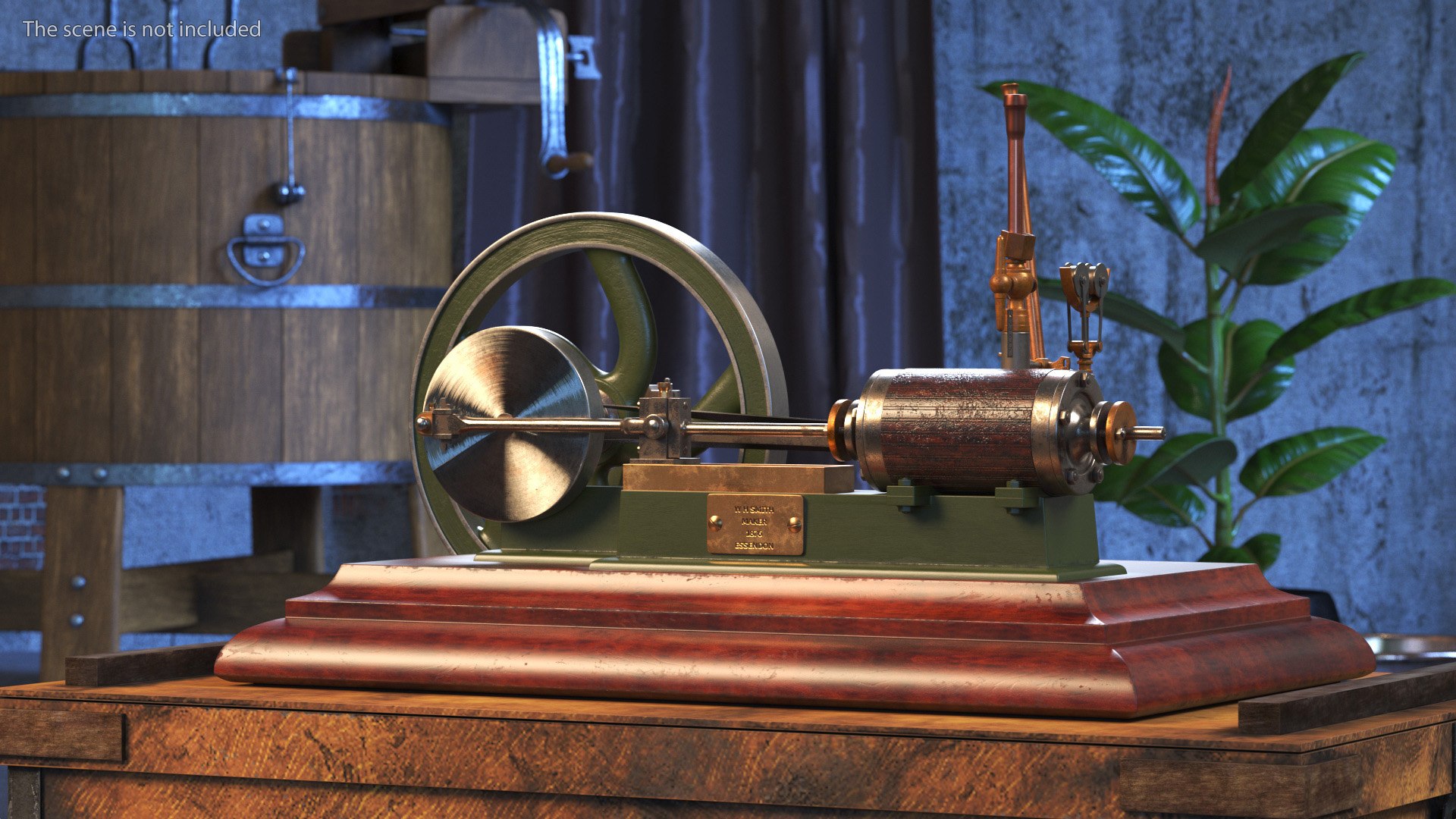 3D Classic Steam Engine Red Wood Base Rigged Model - TurboSquid 2390088