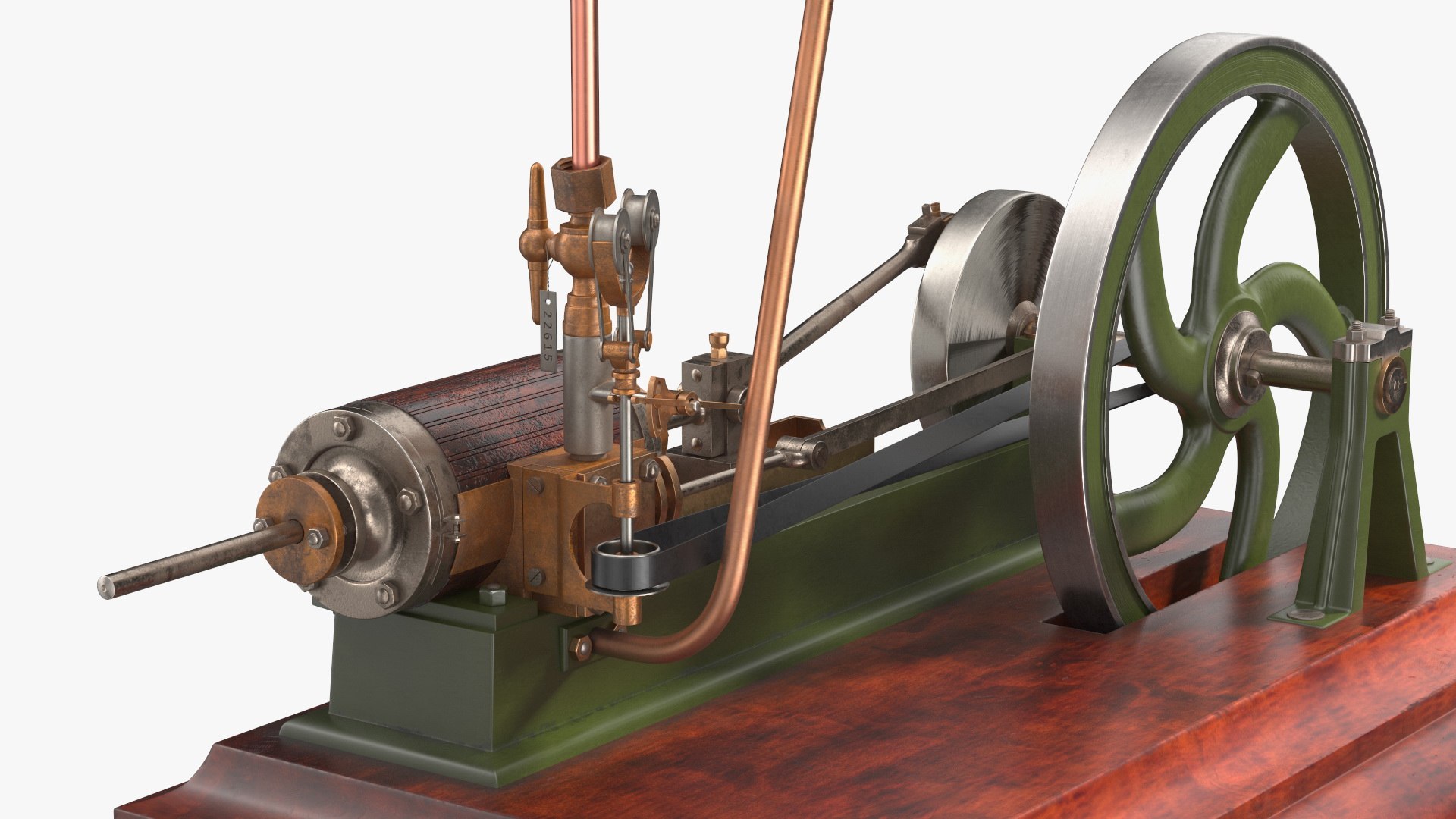 3D Classic Steam Engine Red Wood Base Rigged Model - TurboSquid 2390088