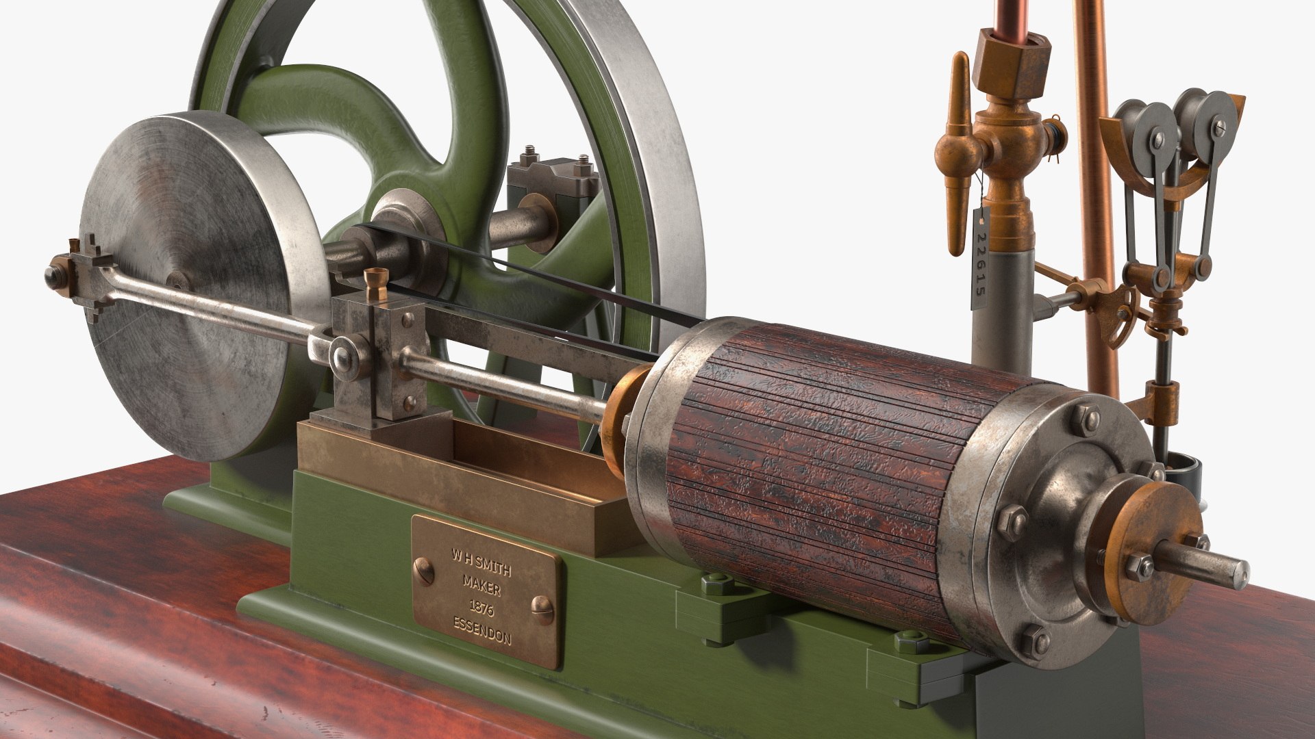 3D Classic Steam Engine Red Wood Base Rigged Model - TurboSquid 2390088