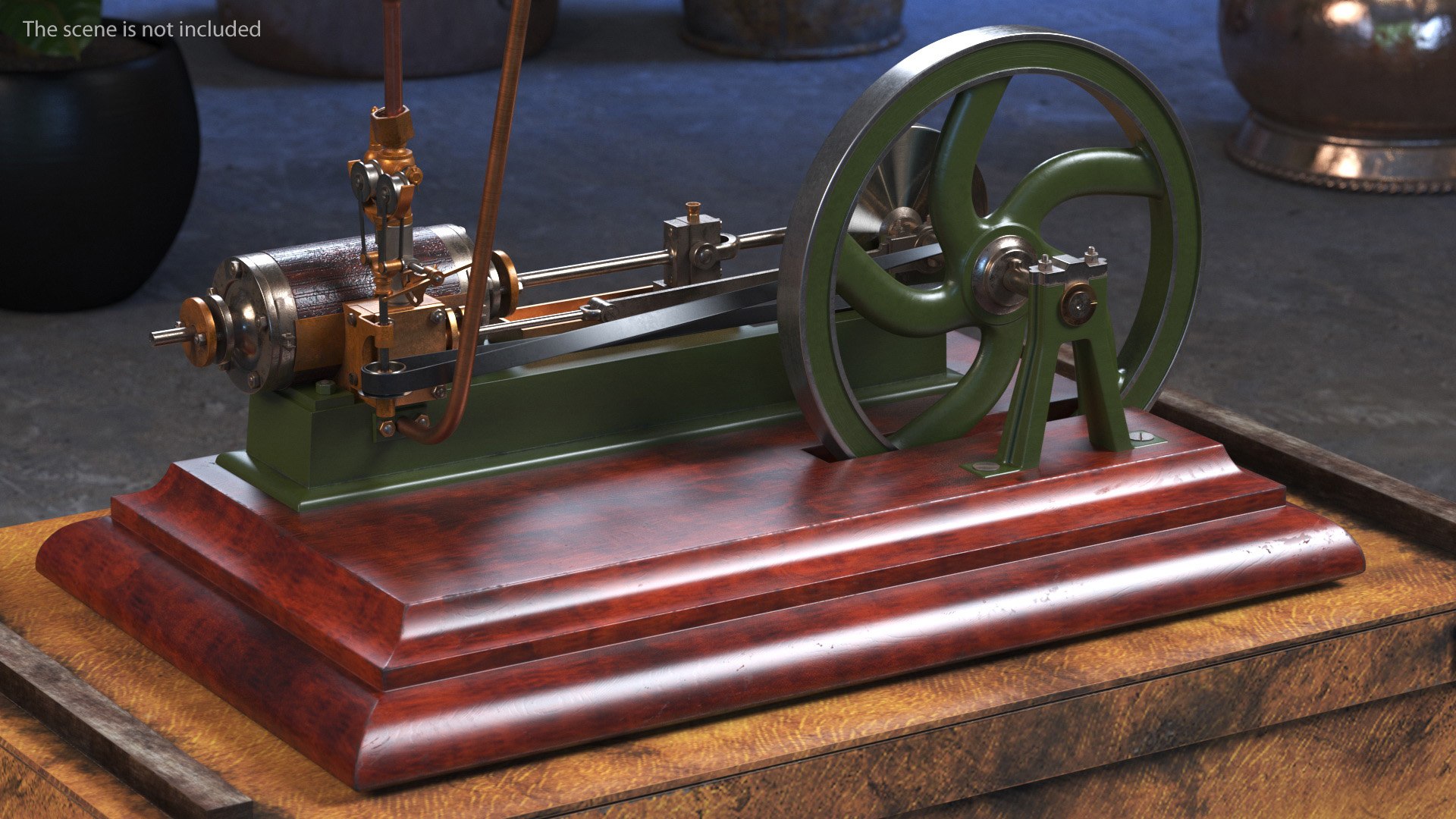 3D Classic Steam Engine Red Wood Base Rigged Model - TurboSquid 2390088