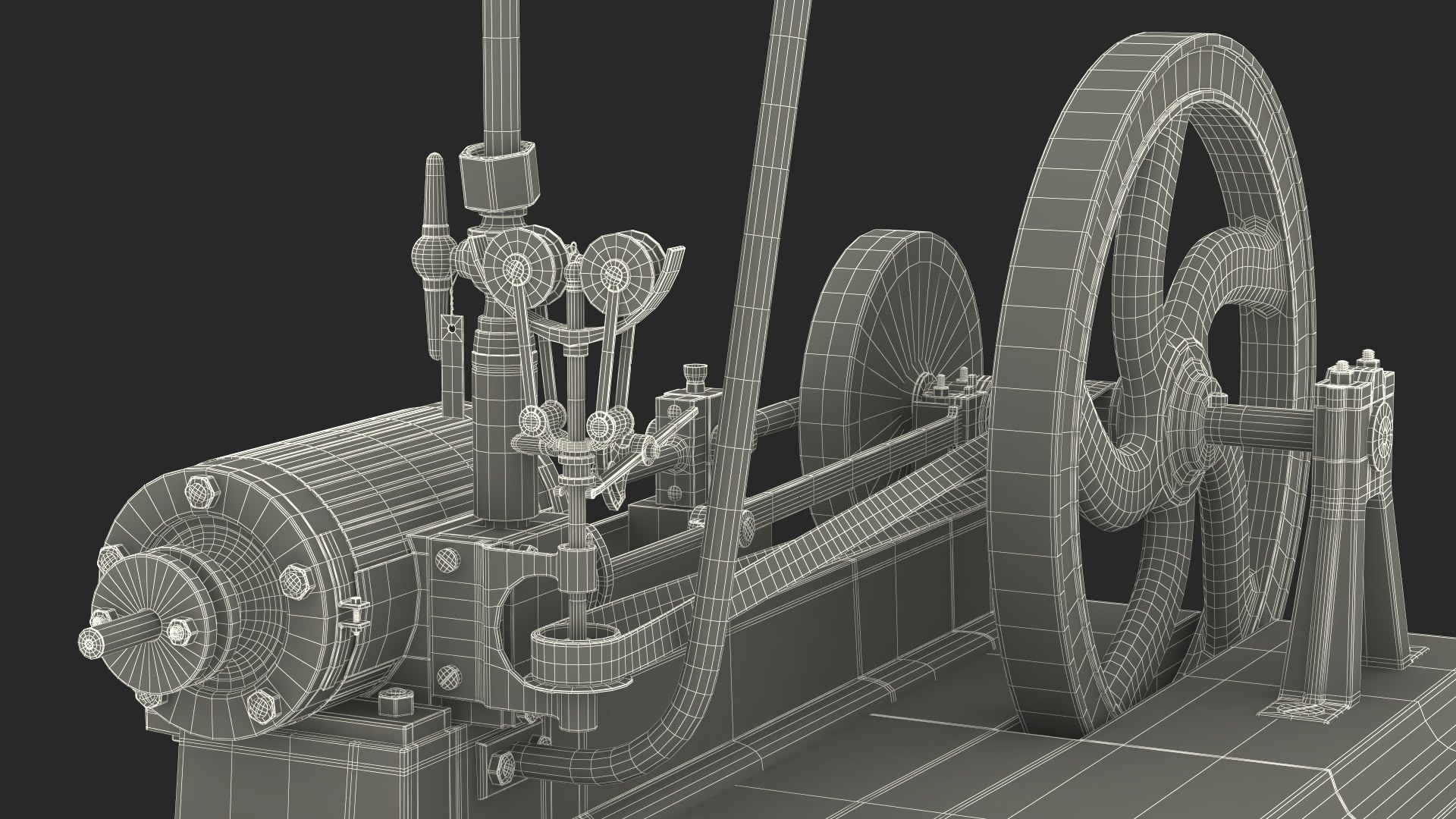 3D Classic Steam Engine Red Wood Base Rigged Model - TurboSquid 2390088