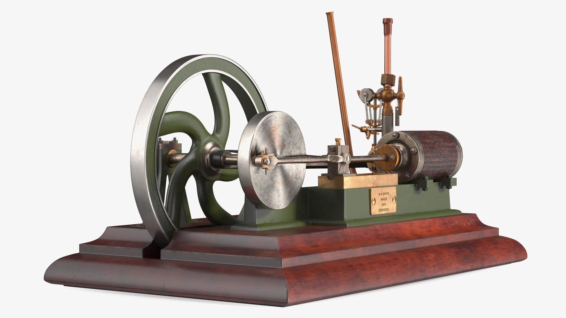 3D Classic Steam Engine Red Wood Base Rigged Model - TurboSquid 2390088