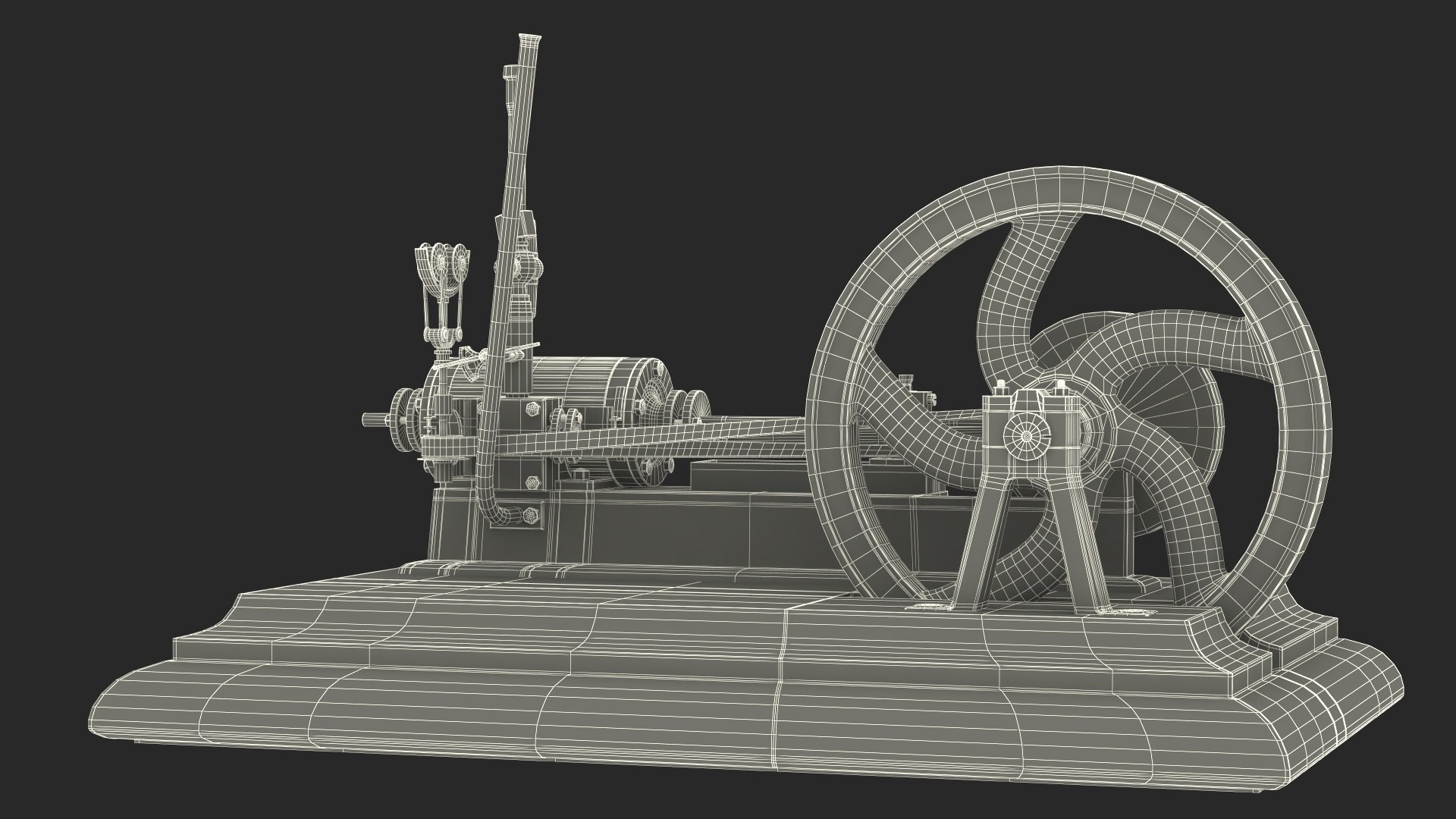 3D Classic Steam Engine Red Wood Base Rigged Model - TurboSquid 2390088