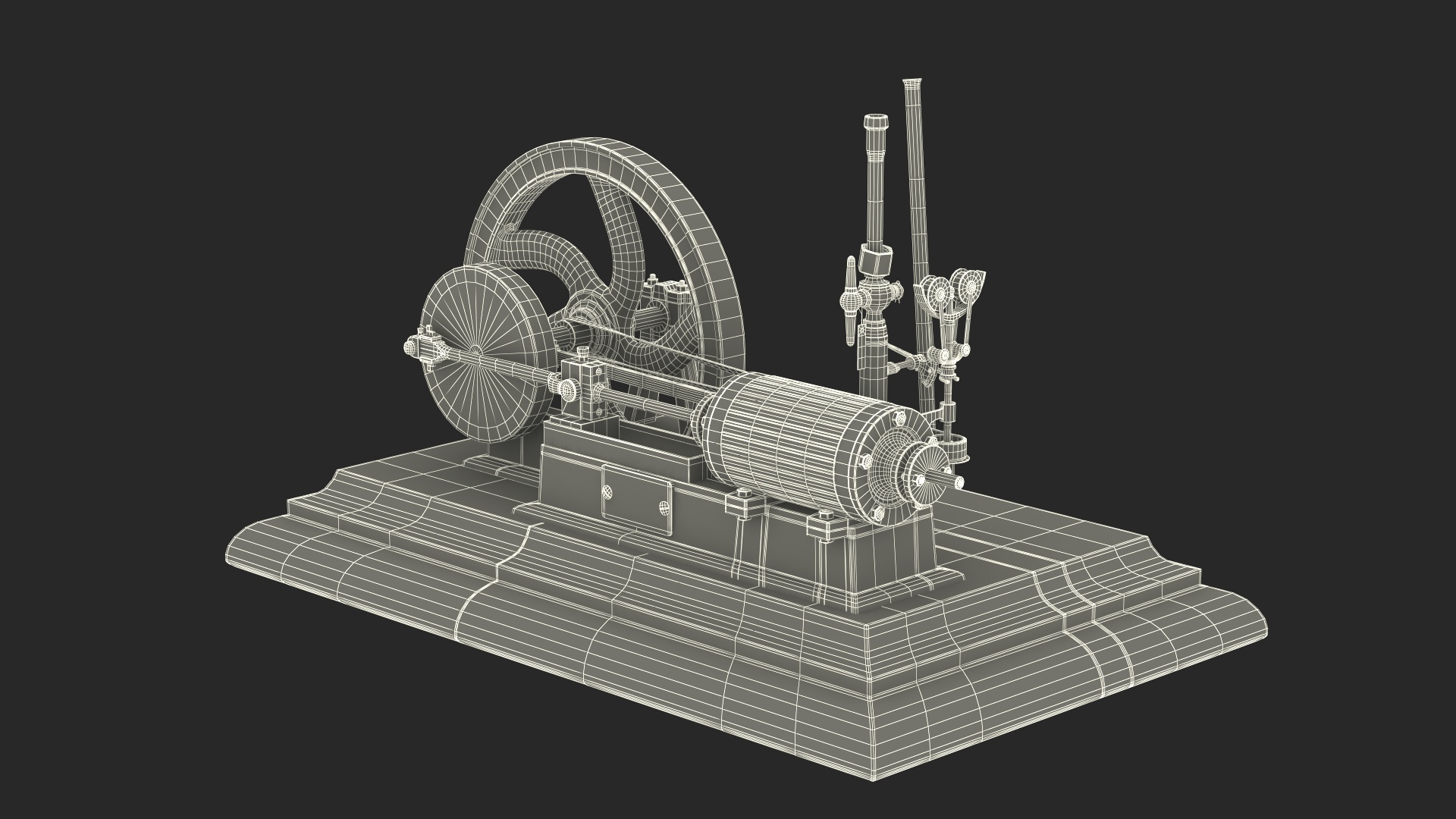 3D Classic Steam Engine Red Wood Base Rigged Model - TurboSquid 2390088