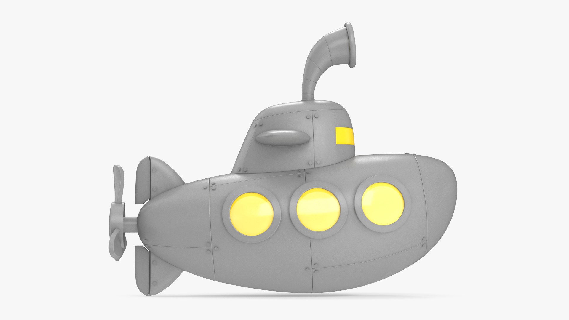 3D Cartoon Grey Submarine Model - TurboSquid 2208803