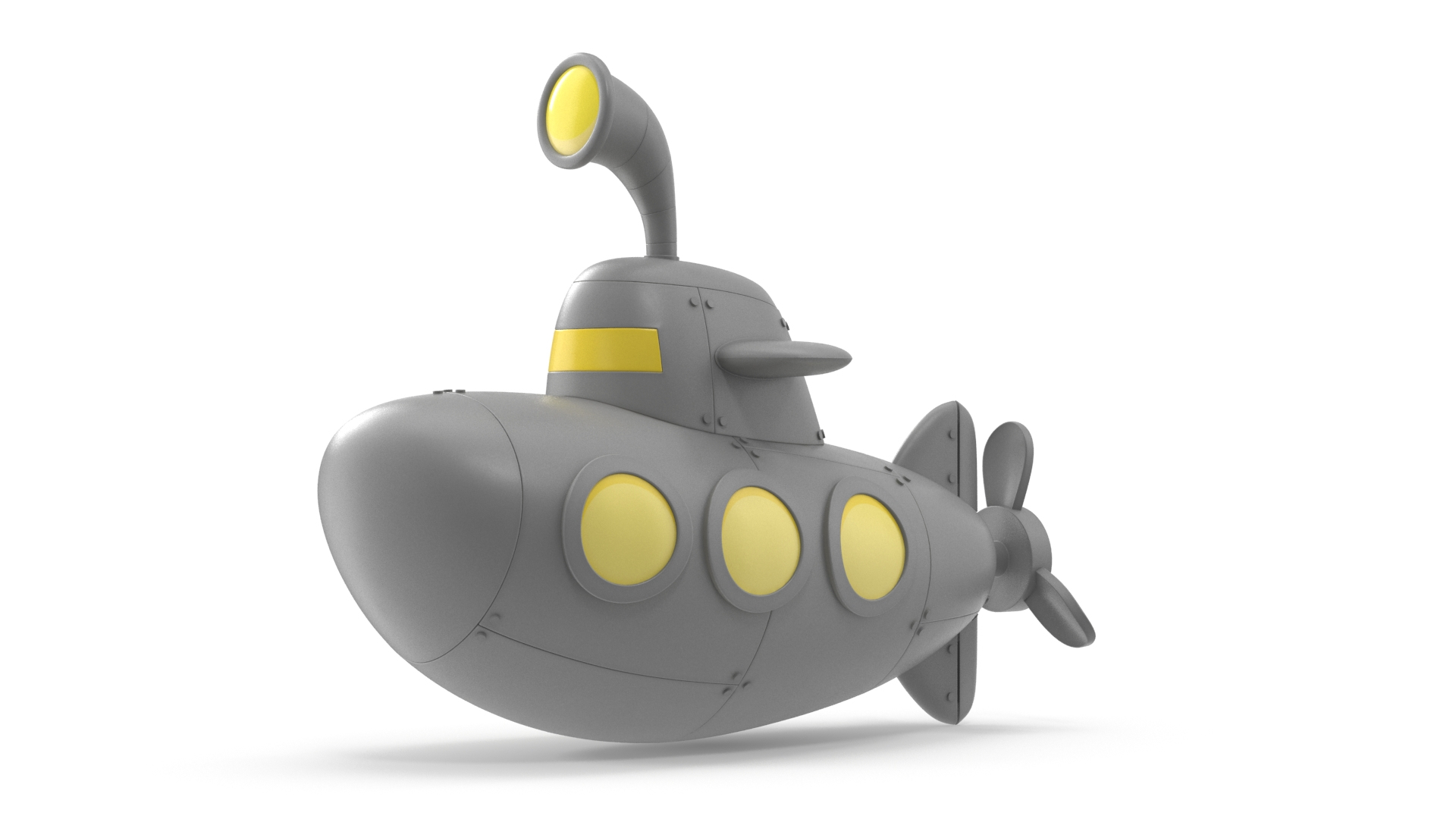 3D Cartoon Grey Submarine Model - TurboSquid 2208803