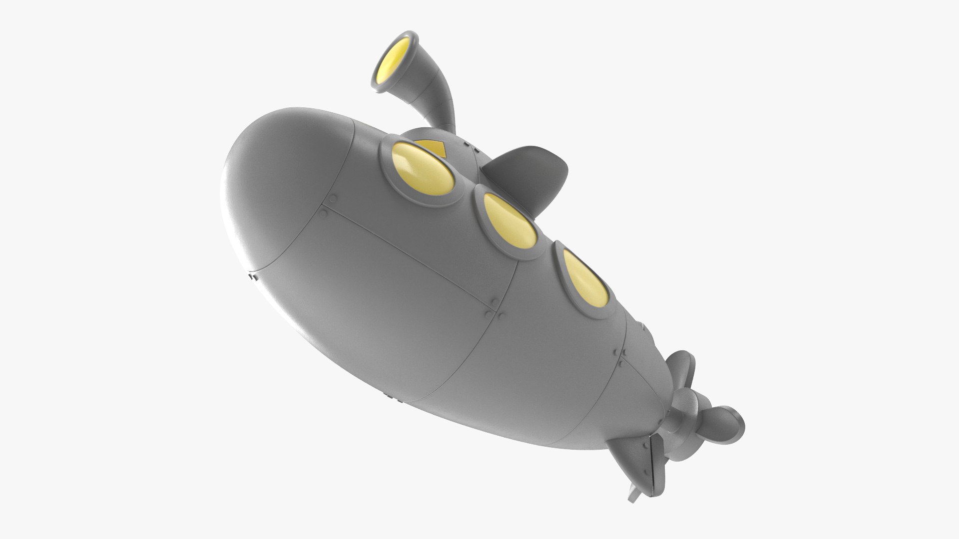 3D Cartoon Grey Submarine Model - TurboSquid 2208803