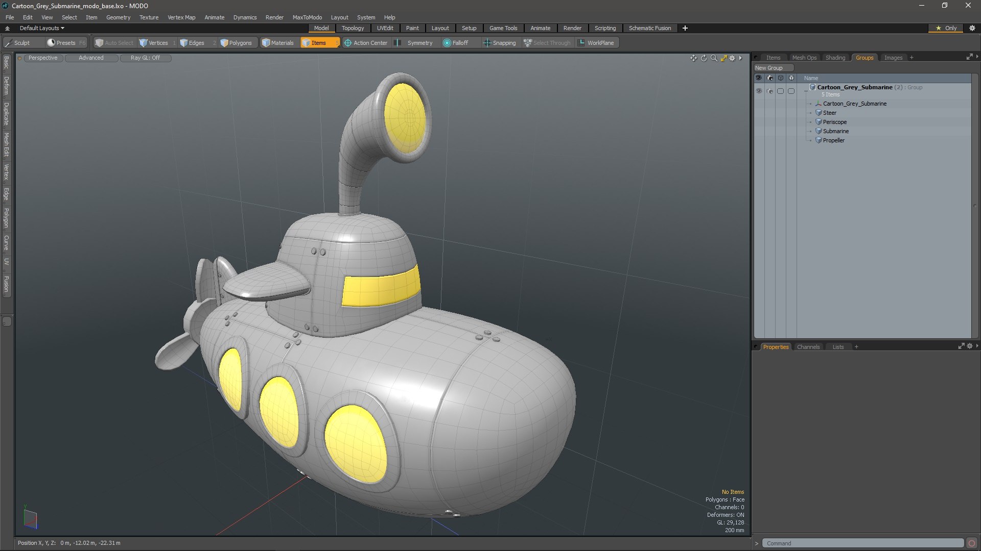 3D Cartoon Grey Submarine Model - TurboSquid 2208803