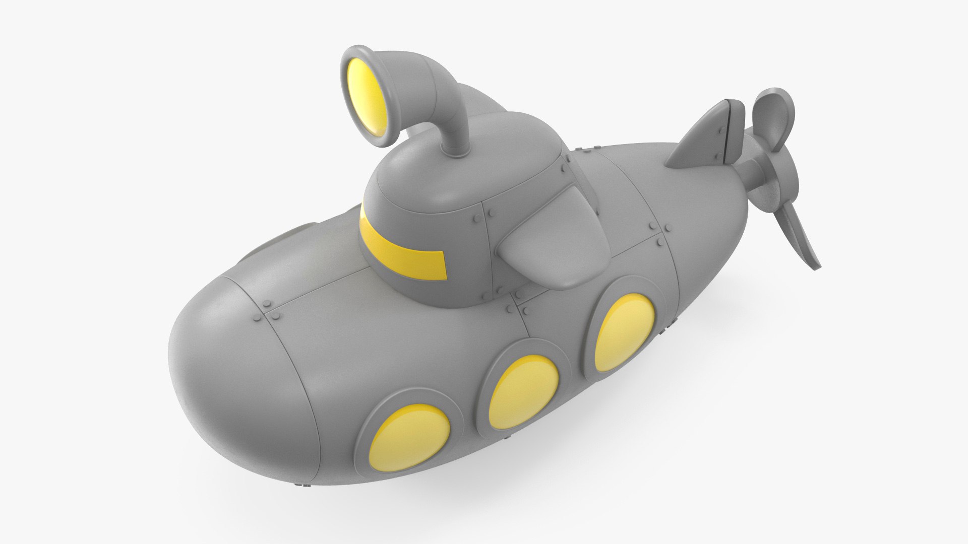 3D Cartoon Grey Submarine Model - TurboSquid 2208803