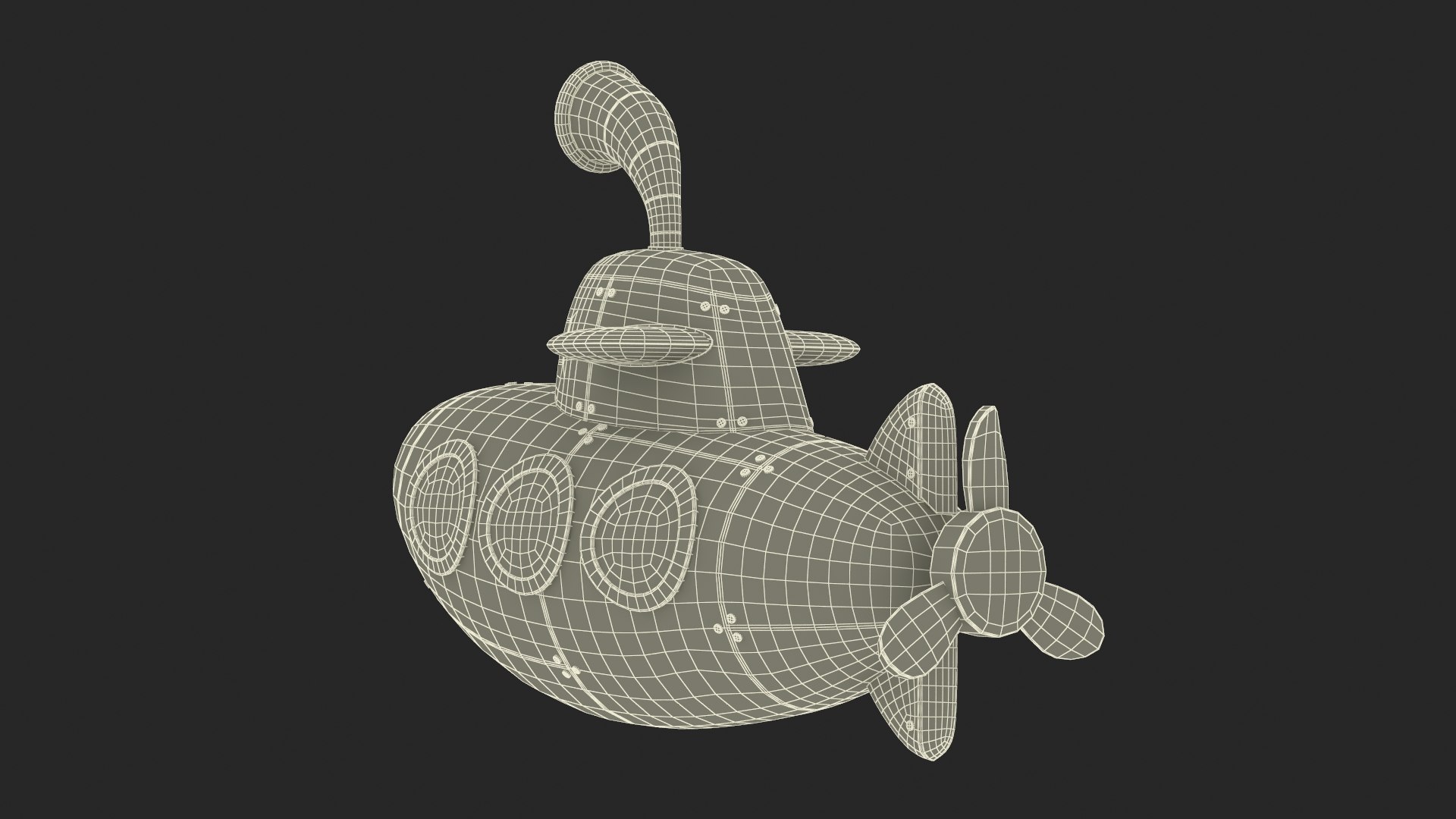 3D Cartoon Grey Submarine Model - TurboSquid 2208803
