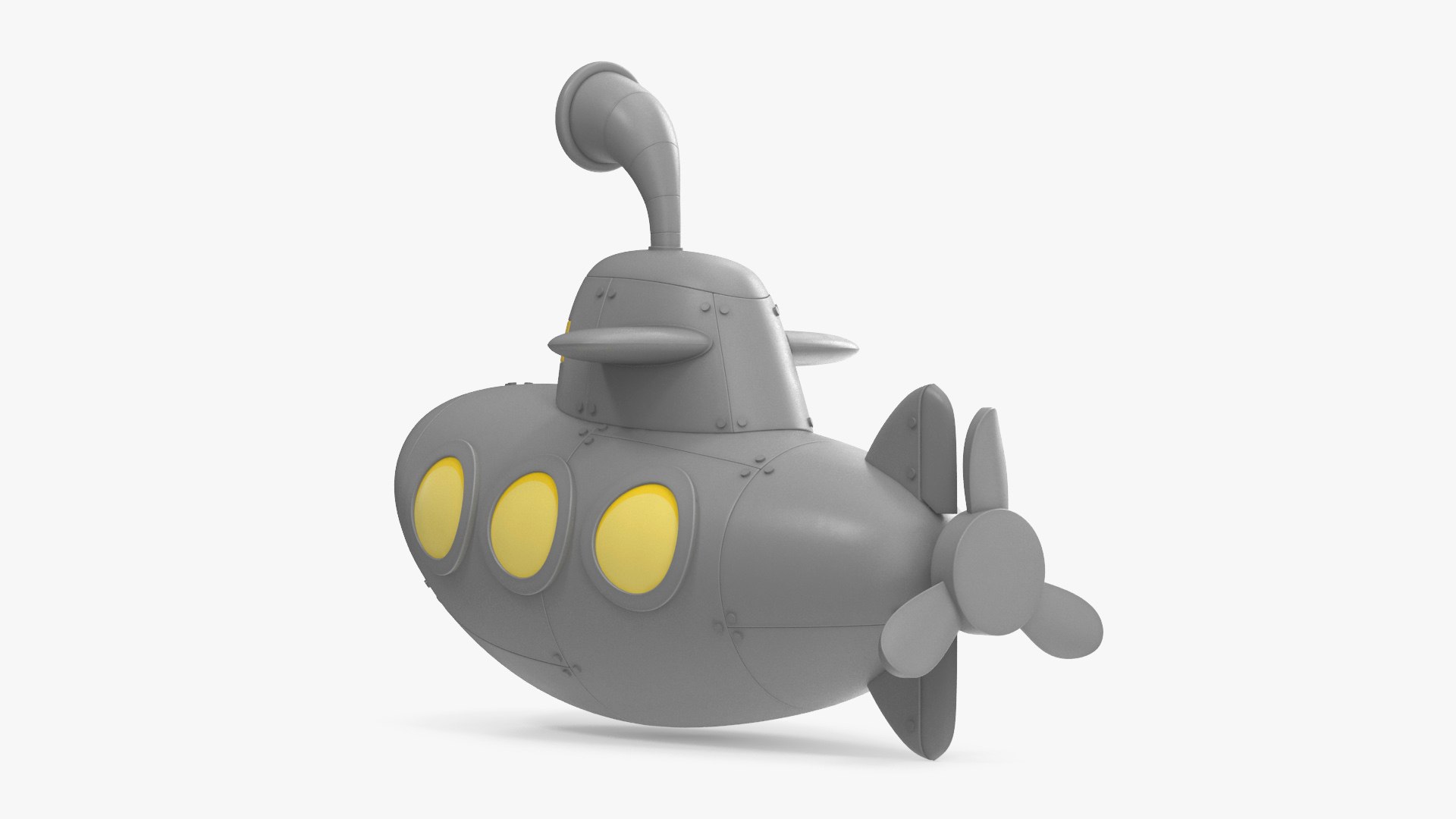 3D Cartoon Grey Submarine Model - TurboSquid 2208803