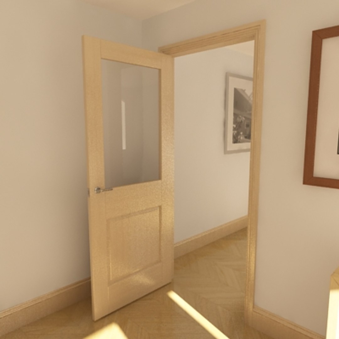 modern panel door glazing 3d model