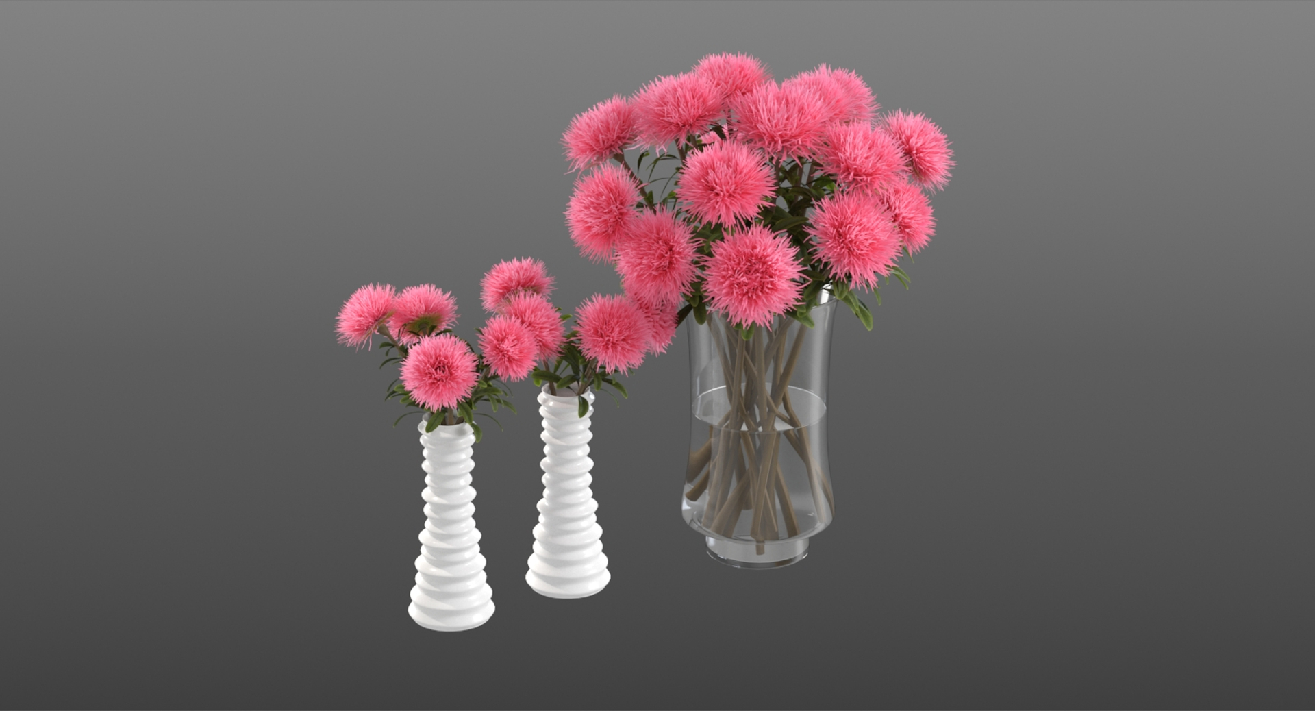 Realistic Pink Asters 3D Model - TurboSquid 1333614