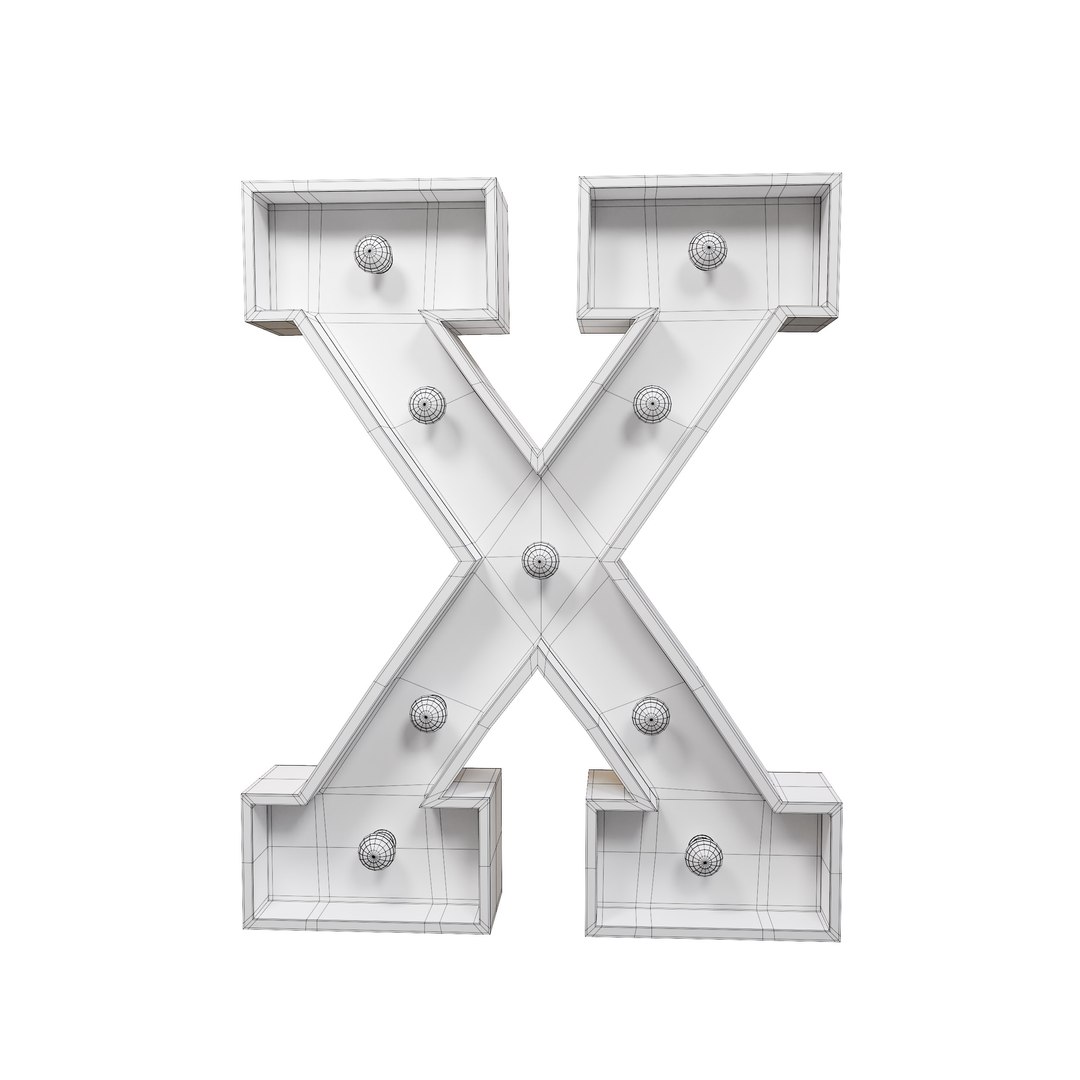 3D Model Marquee Letter X Glow Sign 3dmodel - TurboSquid 1975772