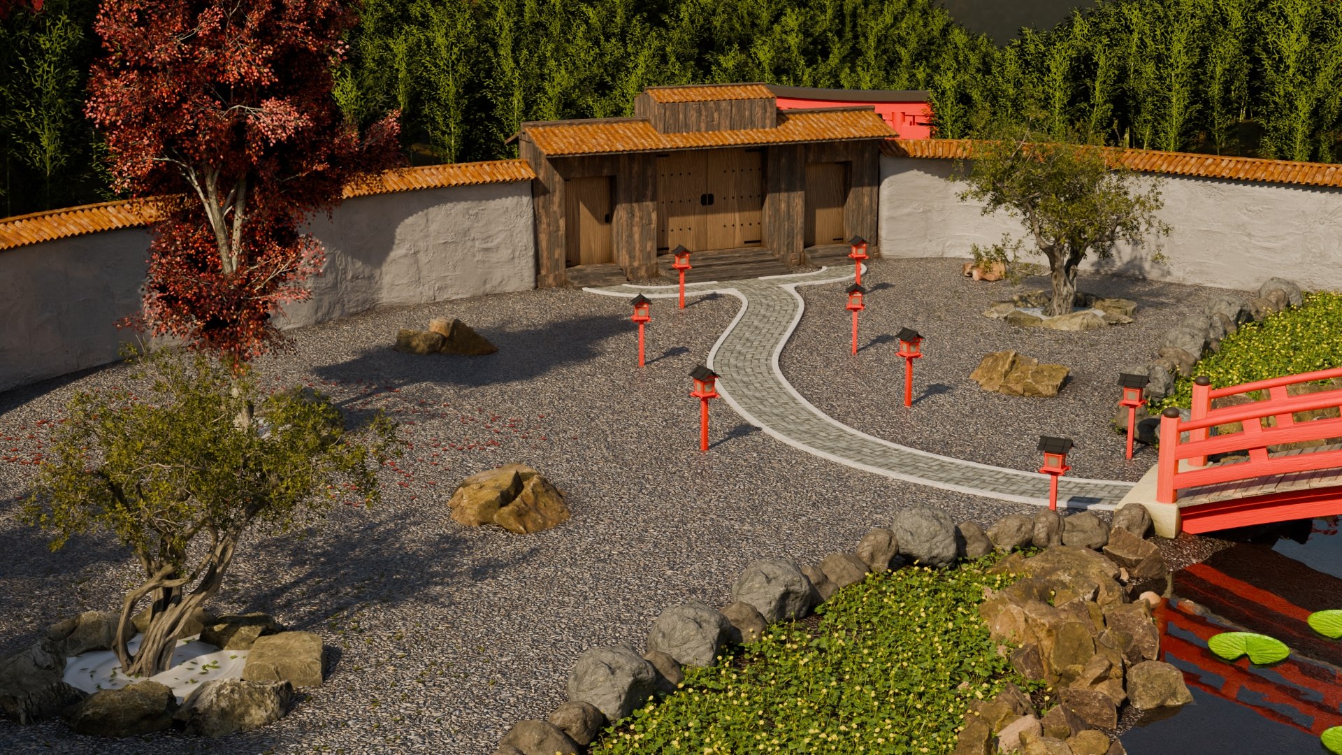 Japanese Temple Scene 3D - TurboSquid 2338828