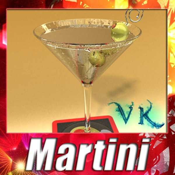 photorealistic martini liquor glass 3d model