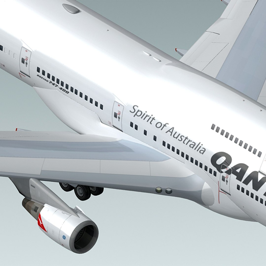 boeing 747-400 plane qantas 3d model