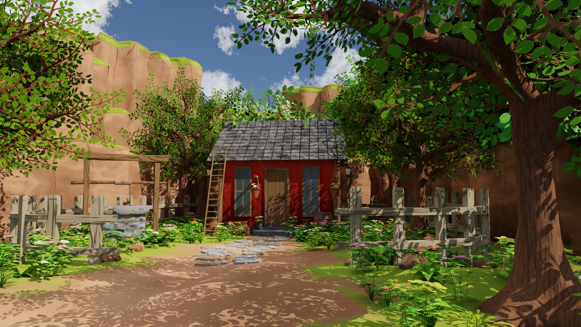 3D Red House Scene - TurboSquid 2023711