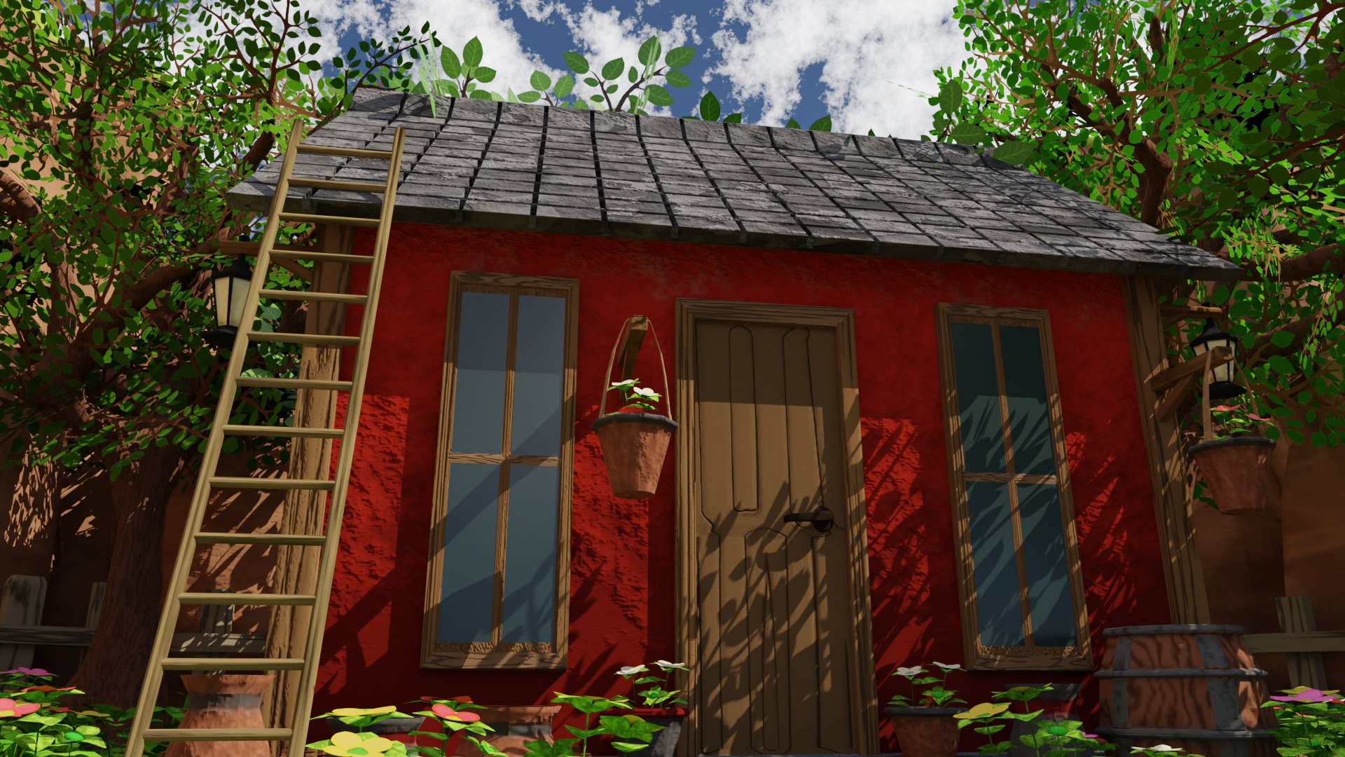 3D Red House Scene - TurboSquid 2023711
