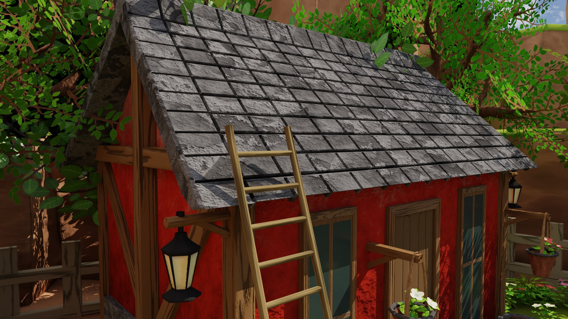 3D Red House Scene - TurboSquid 2023711