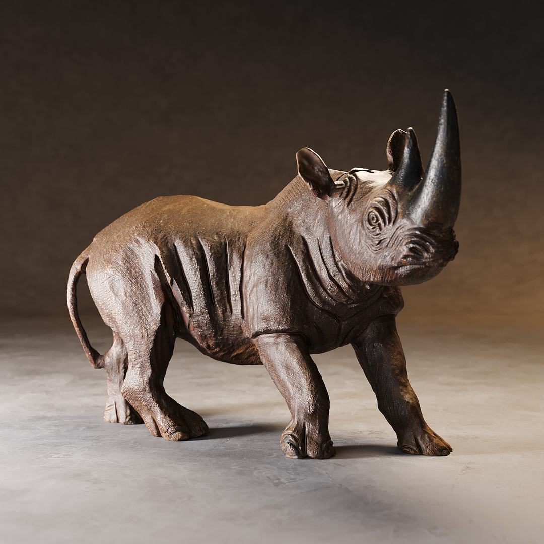 Wooden Rhino Decoration 3D Model - TurboSquid 2187670