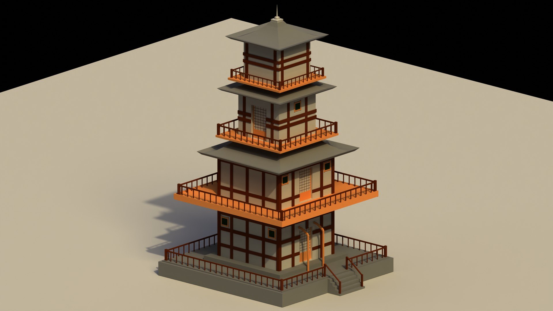 3D Low Poly Japanese Pagoda - TurboSquid 2102699