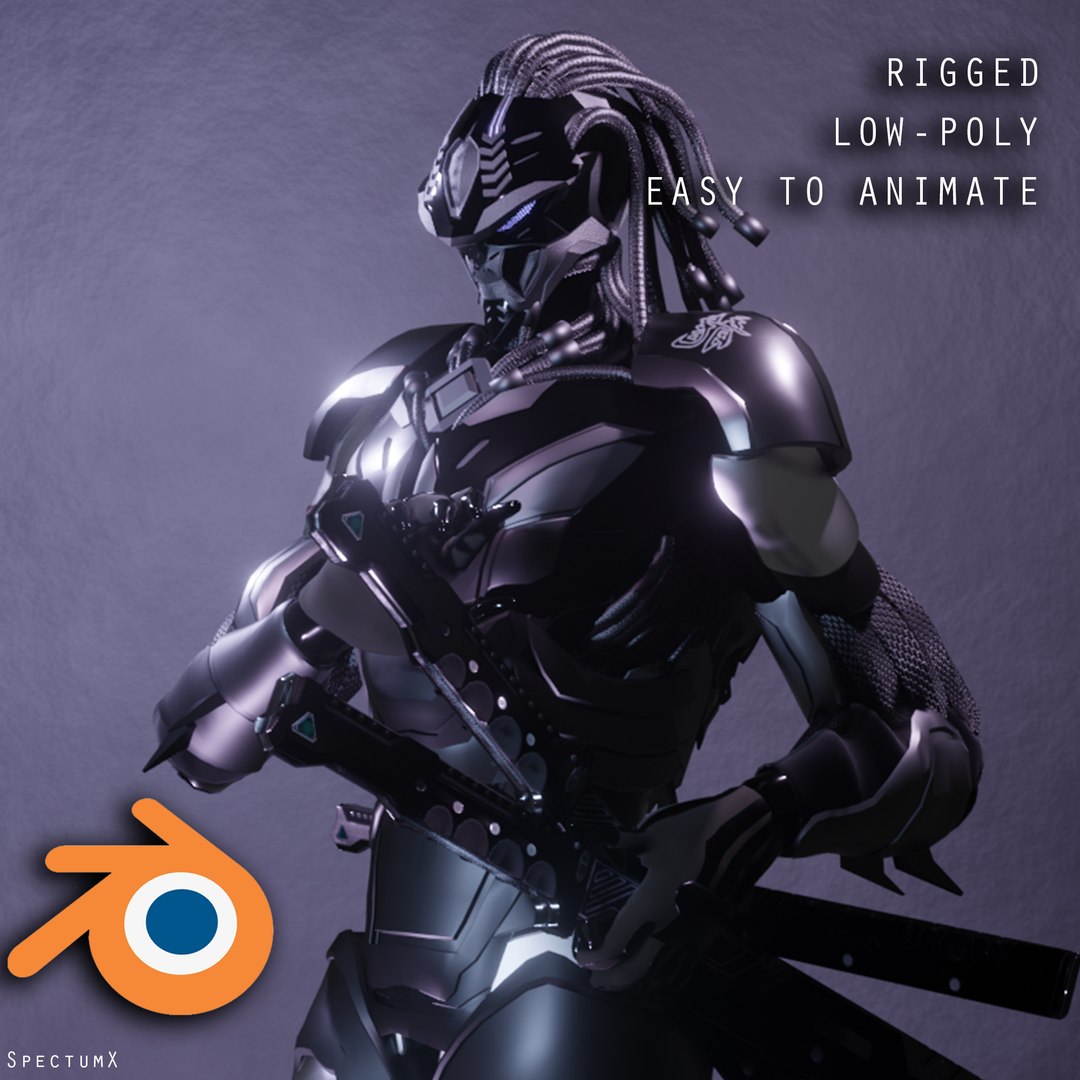 3D Model Cyberpunk Ninja Black Armor Low-poly - TurboSquid 2062682