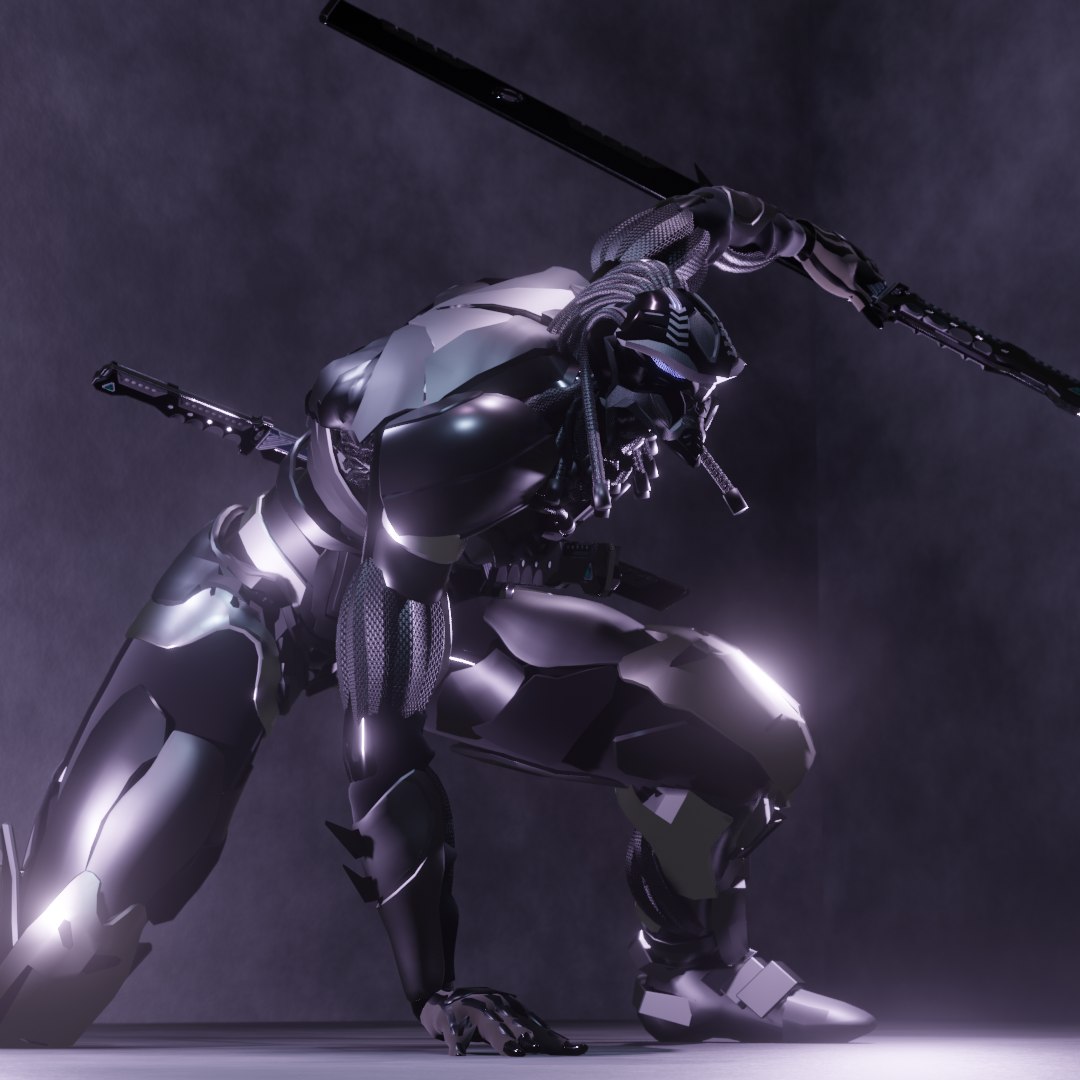 3D Model Cyberpunk Ninja Black Armor Low-poly - TurboSquid 2062682