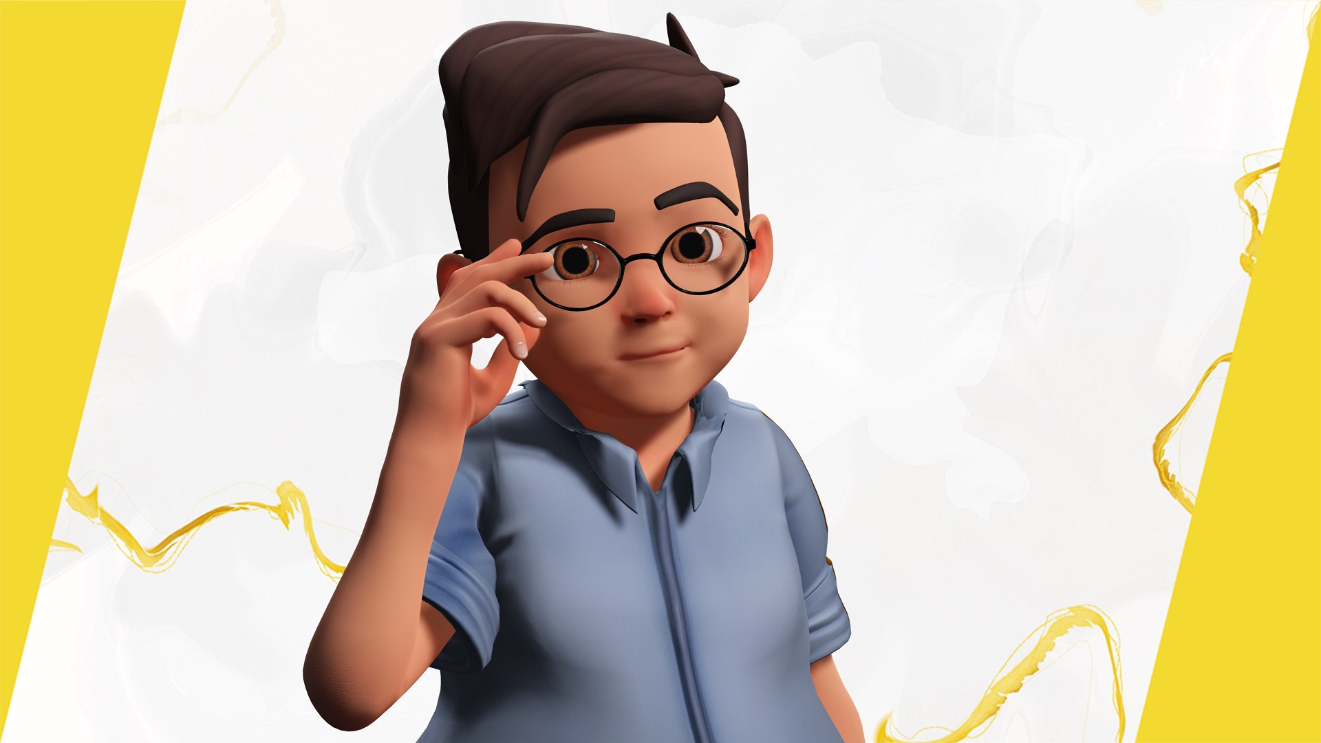 Cartoon Smart Boy With Glasses Cute Stylized Kid 3D - TurboSquid 2349066