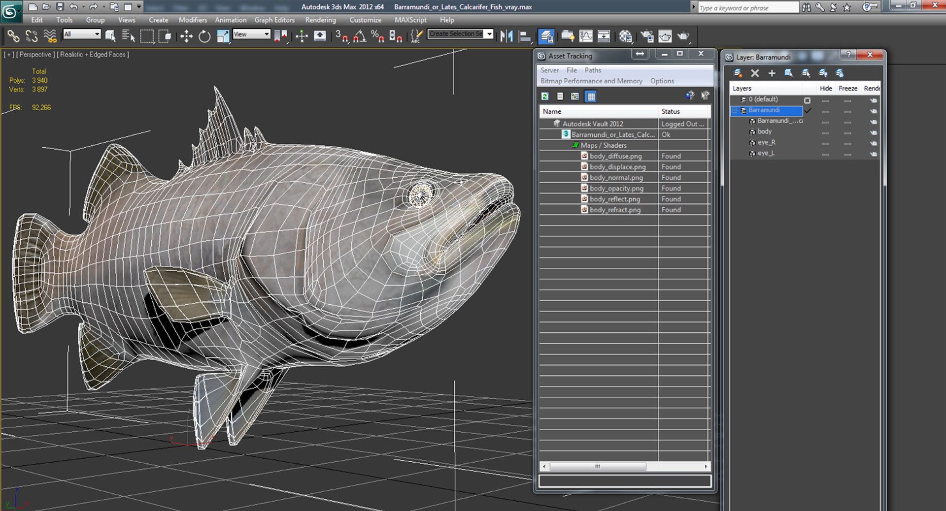 Barramundi lates calcarifer fish 3D model - TurboSquid 1350964