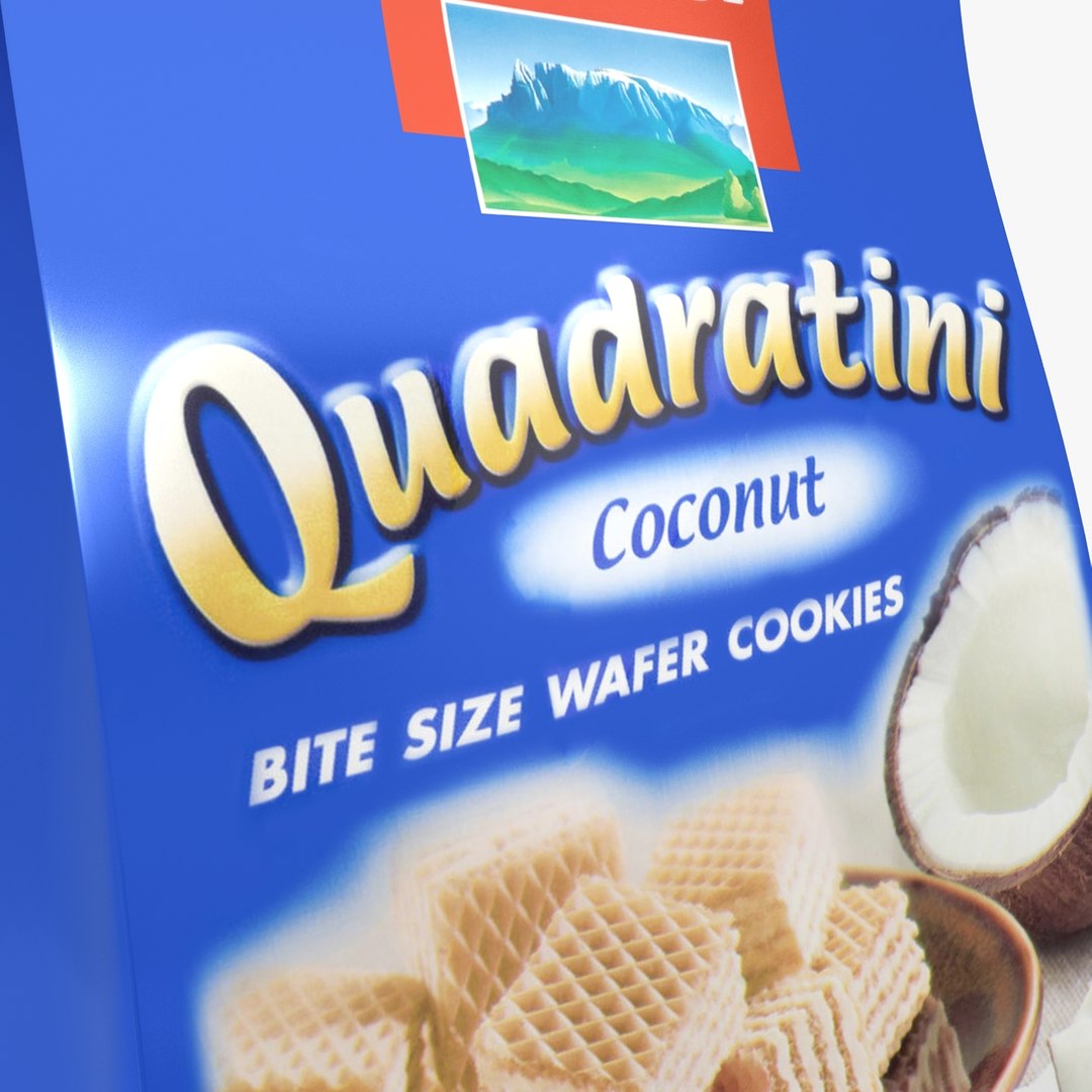 3d Realistic Loacker Coconut Quadratini Model