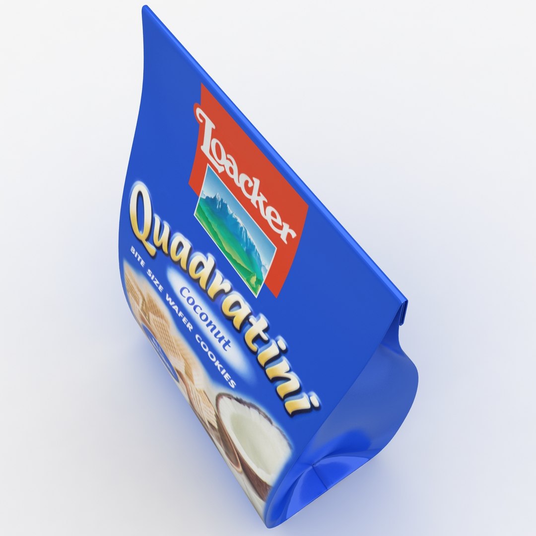 3d Realistic Loacker Coconut Quadratini Model