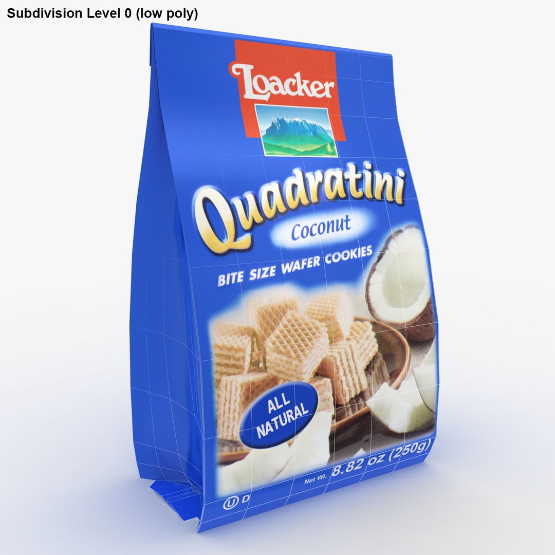 3d Realistic Loacker Coconut Quadratini Model