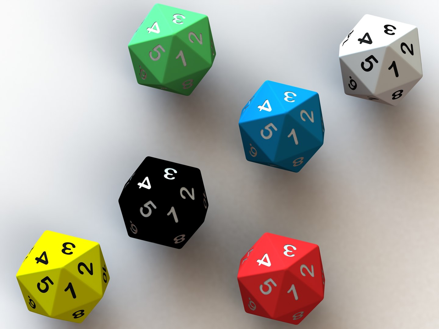 20 Sided Game Dice 6 Colors 3D model - TurboSquid 2162010