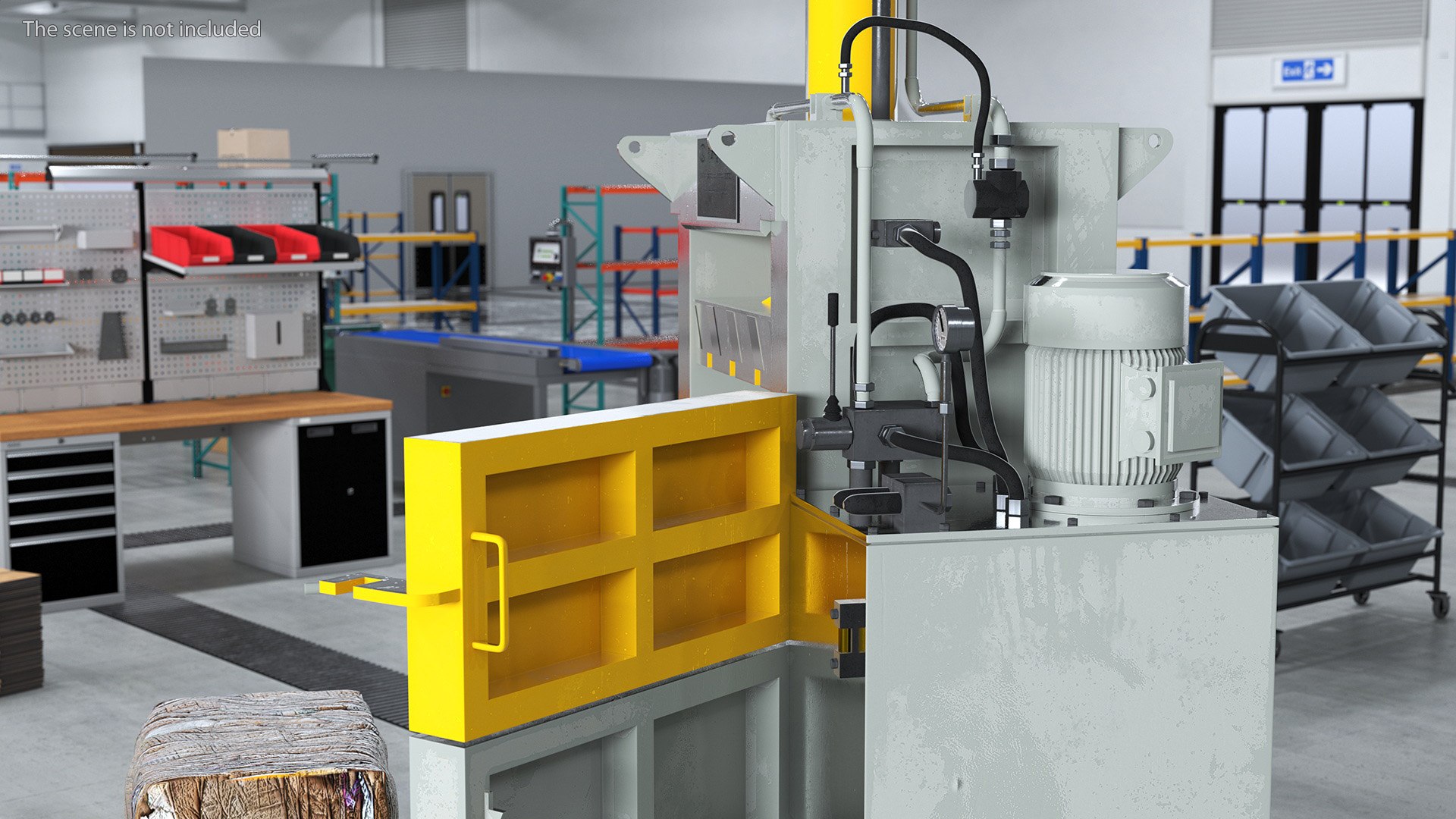 3D Bailing Machine Grey With Cardboard Briquette - TurboSquid 2274935