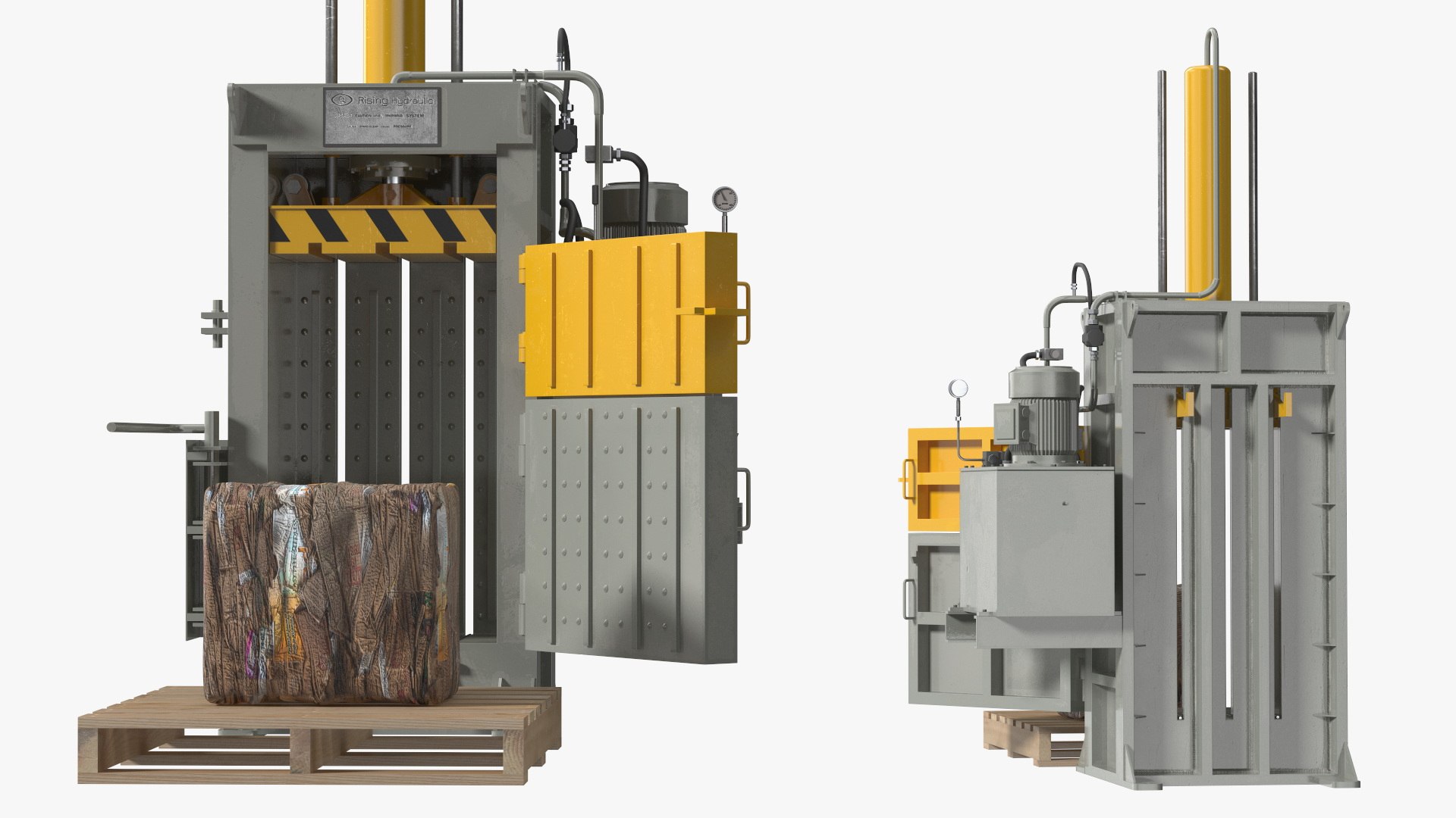 3D Bailing Machine Grey With Cardboard Briquette - TurboSquid 2274935