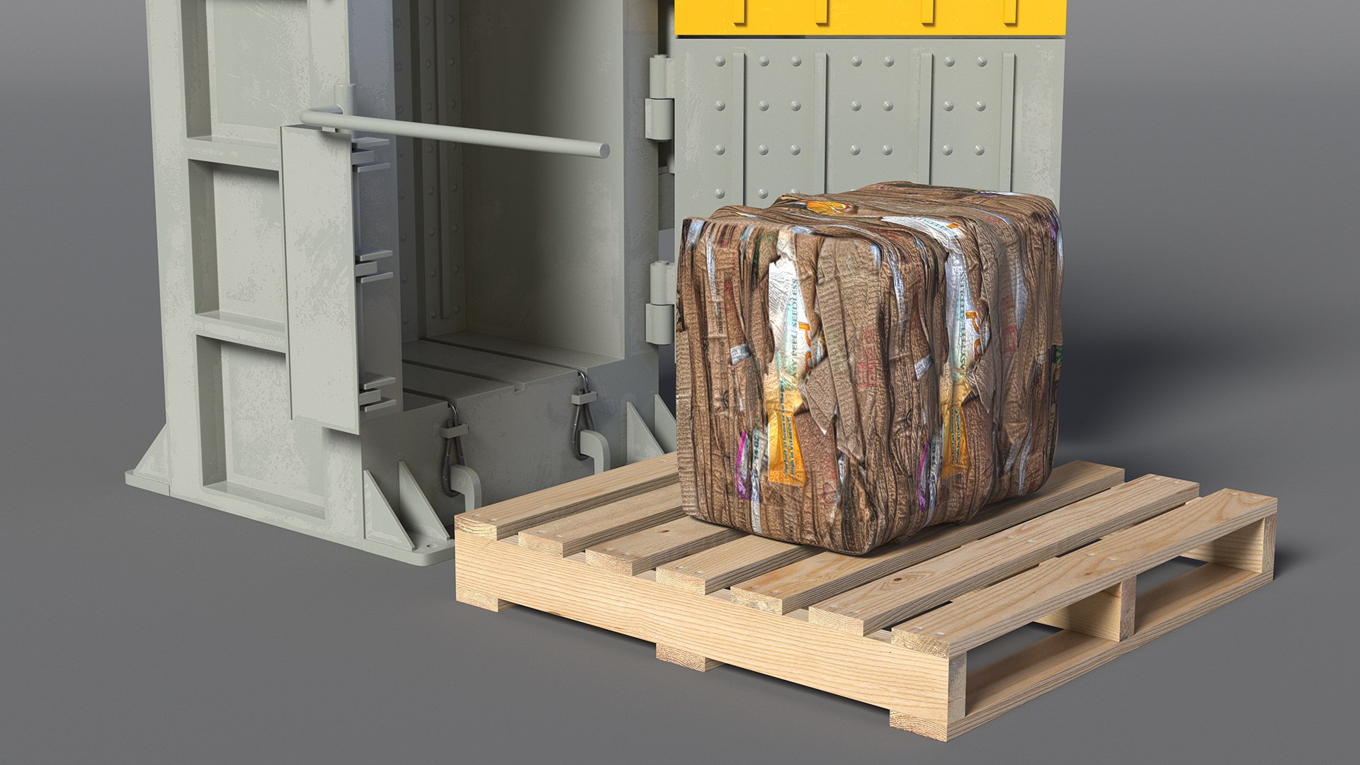 3D Bailing Machine Grey With Cardboard Briquette - TurboSquid 2274935