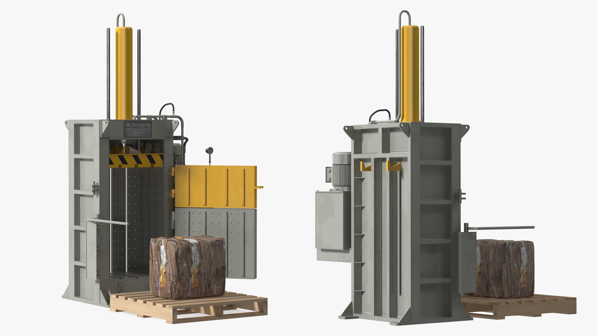 3D Bailing Machine Grey With Cardboard Briquette - TurboSquid 2274935